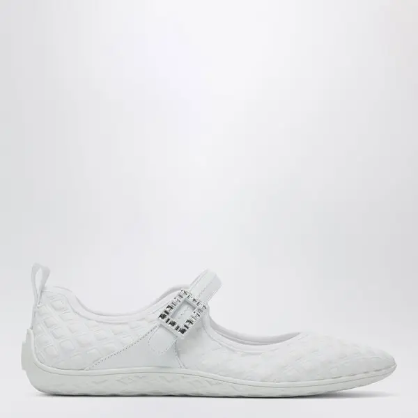 ROGER VIVIER Viv Low Ballerina Flats With Fabric Strap - White