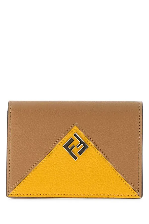 Fendi Beige Leather Card Holder - Brown