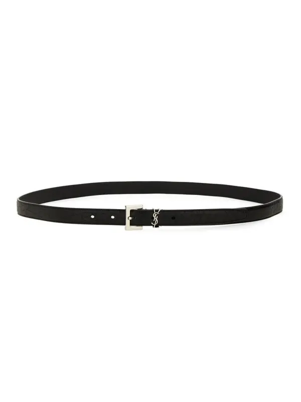 Saint Laurent Cintura Cassandre Sottile - Black