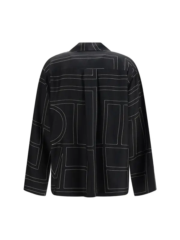 TOTEME Monogram Silk Shirt - Black