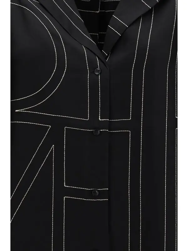 TOTEME Monogram Silk Shirt - Black
