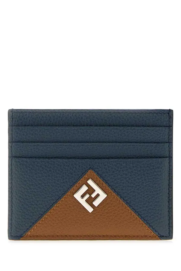 Fendi Navy Leather Card Holder - Blue