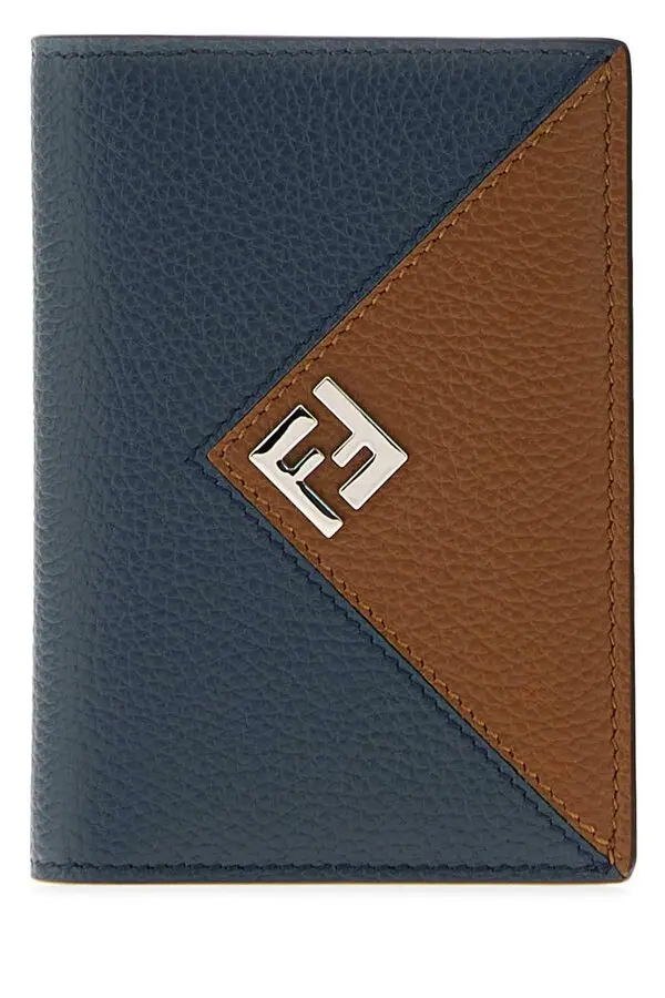 Fendi Navy Leather Card Holder - Blue