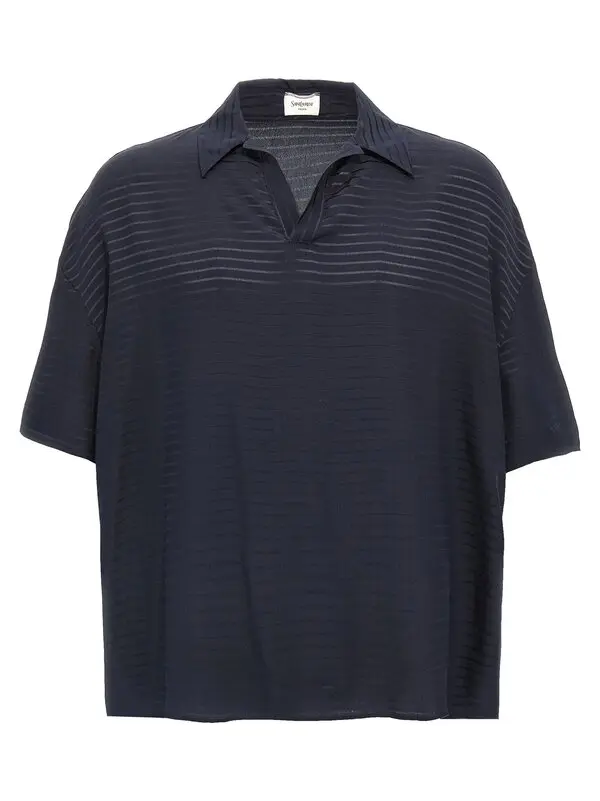 Saint Laurent Silk Polo Shirt - Blue