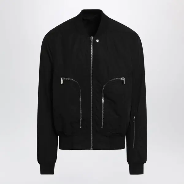 Rick Owens Bauhaus Flight Ribbed Cotton Bomber Jacket - Black