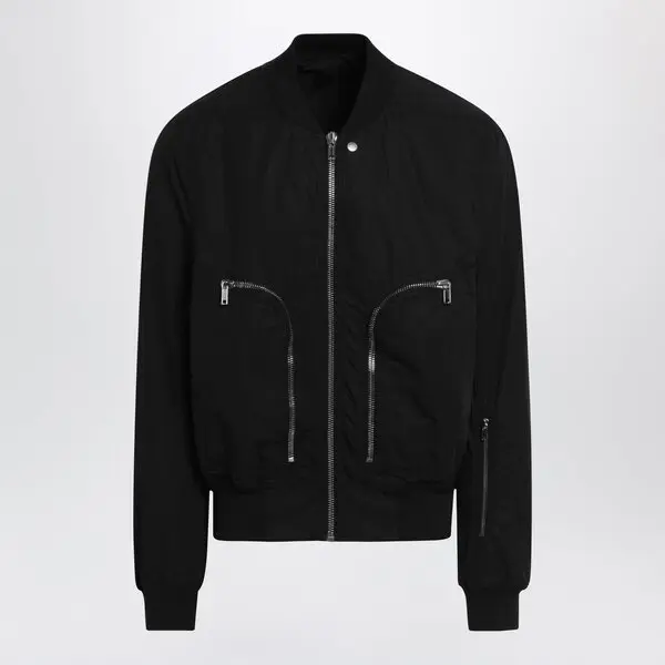 Rick Owens Bauhaus Flight Ribbed Cotton Bomber Jacket - Black
