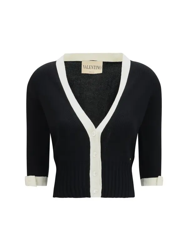 Valentino Garavani Bicolor V-neck Cardigan