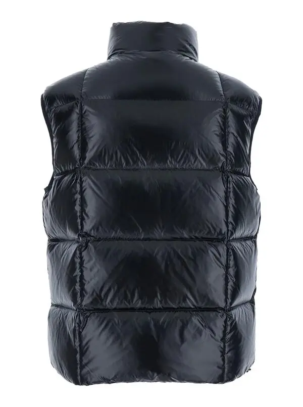 Dsquared2 Black Sleeveless Down Jacket With High Neck And Logo Patch On The Front In Tech Fabric