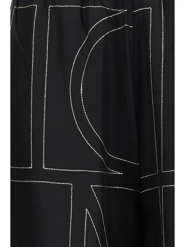 TOTEME Silk Monogram Pants - Black