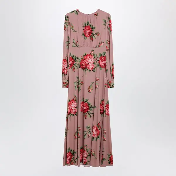 Dolce & Gabbana Silk Blend Bouquet Print Crêpe Dress - Pink
