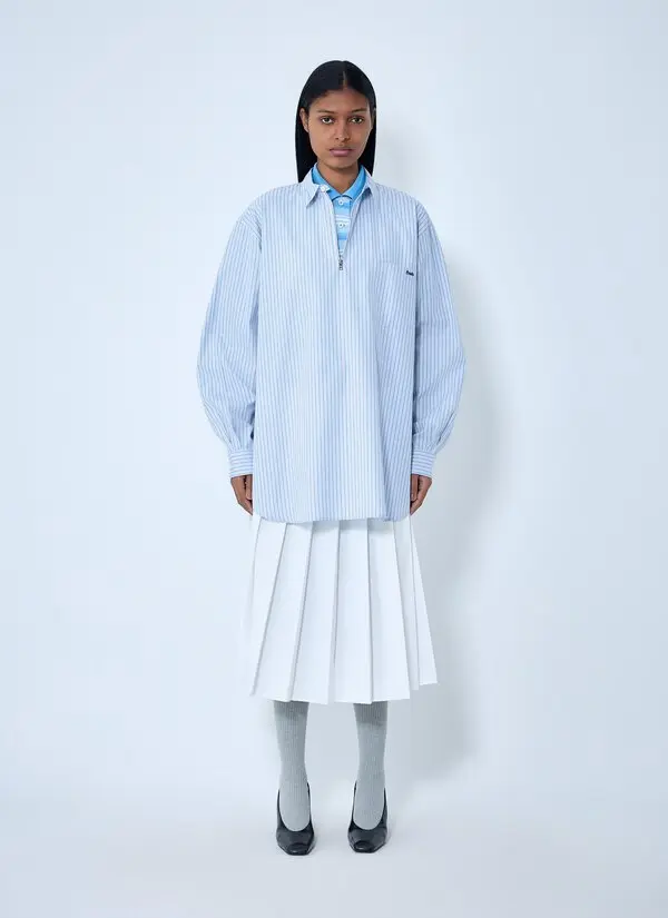Prada Half-zip Pinstripe Shirt - Blue
