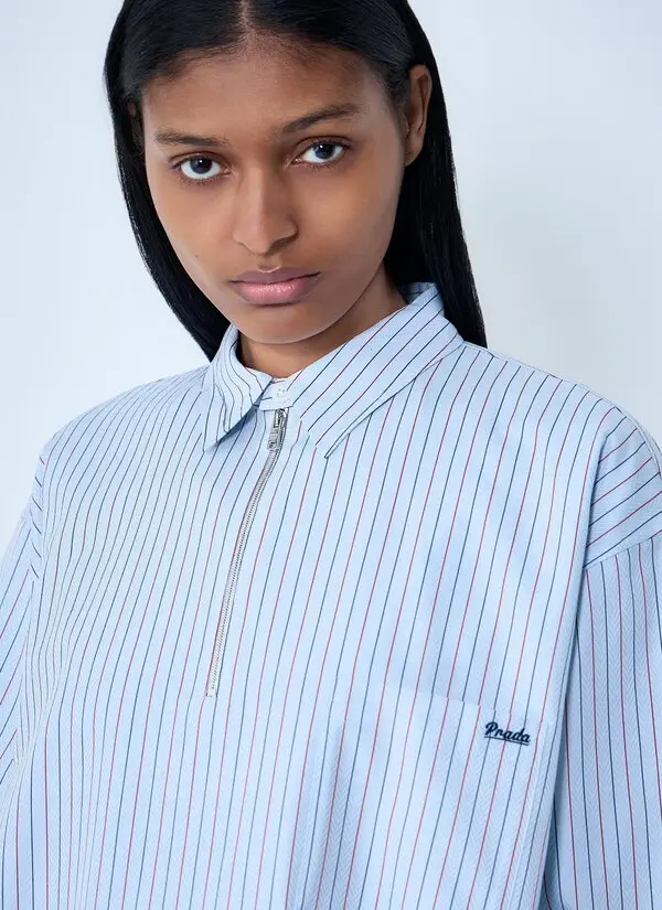 Prada Half-zip Pinstripe Shirt - Blue