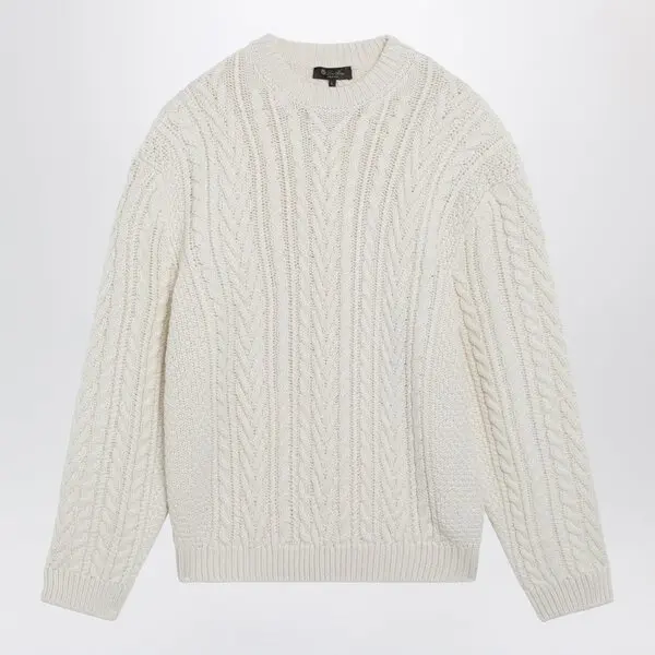 Loro Piana Cashmere And Angora Cable Knit Sweater - Cream