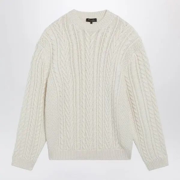 Loro Piana Cashmere And Angora Cable Knit Sweater - Cream