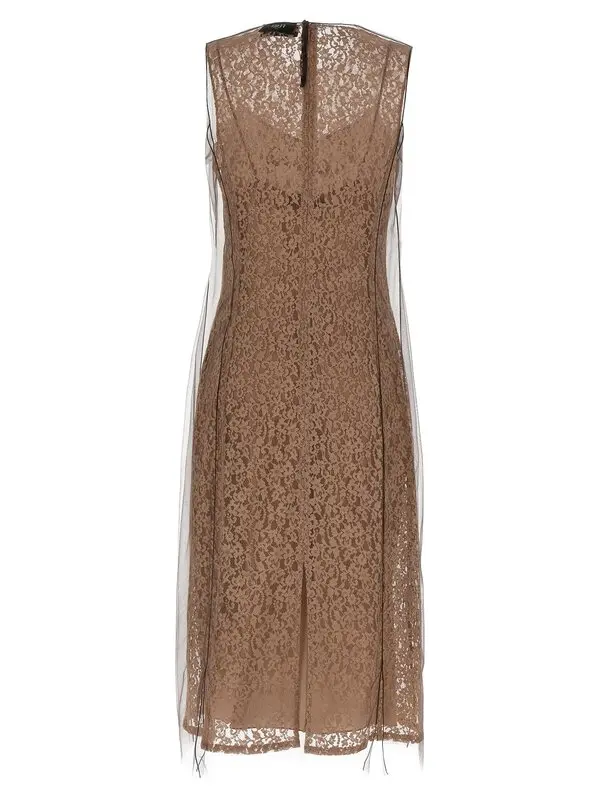 Fendi Floral Lace Midi Dress - Cream