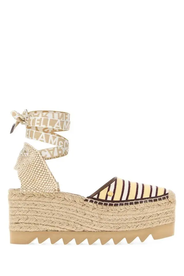 Stella McCartney Embroidered Canvas Gaia Wedges - Multicolor