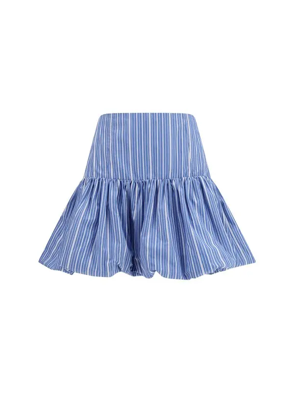 GANNI Striped Mini Balloon Skirt - Blue