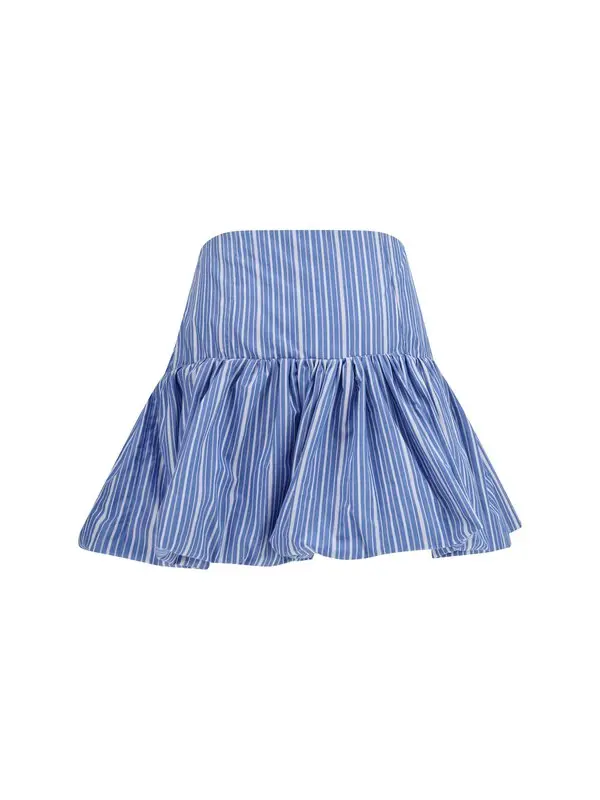 GANNI Striped Mini Balloon Skirt - Blue