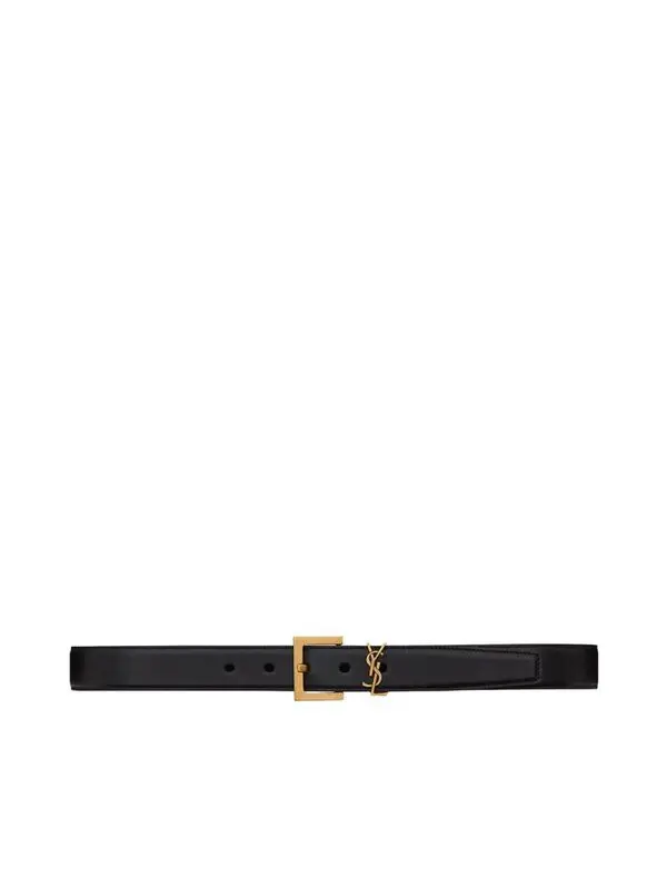 Saint Laurent Monogram Belt With Square Buckle In Smooth Leather - Black