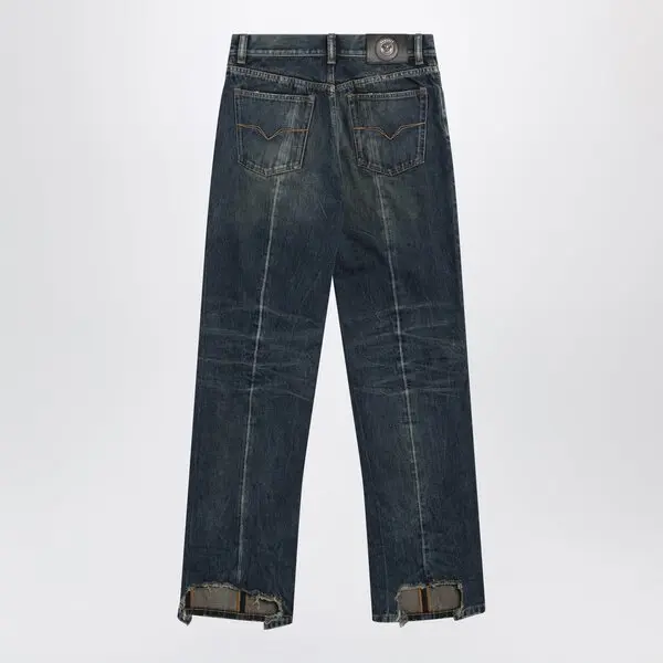 Versace Straight-leg Stonewashed Cotton Denim Jeans