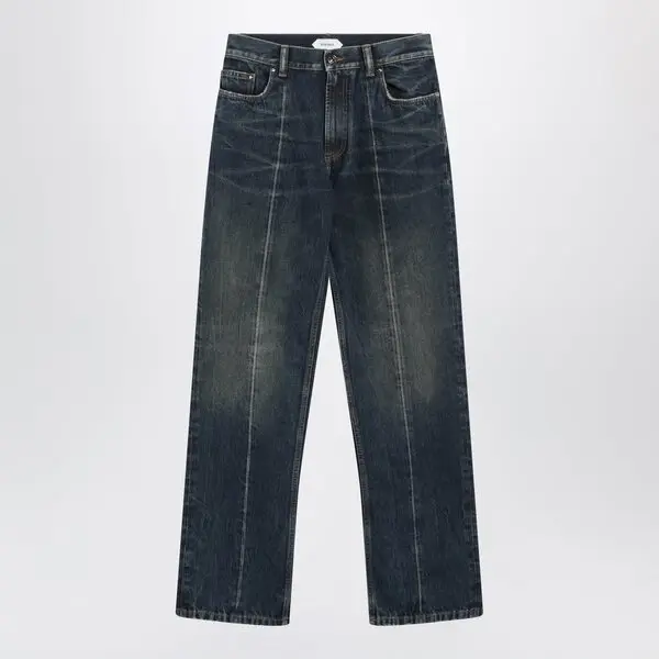Versace Straight-leg Stonewashed Cotton Denim Jeans - Blue