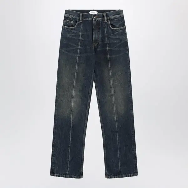 Versace Straight-leg Stonewashed Cotton Denim Jeans - Blue