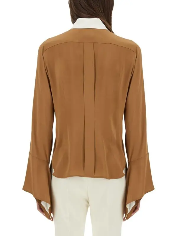 Max Mara Color Block Silk Shirt - Cream