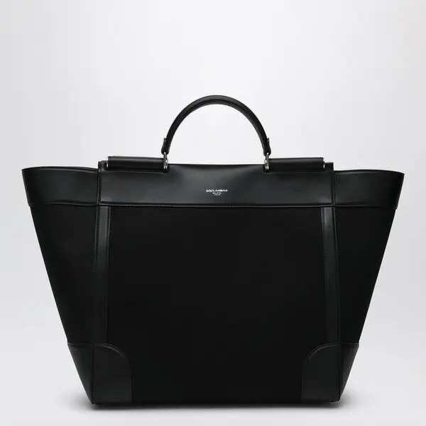 Dolce & Gabbana Leather And Fabric Tote Bag - Black