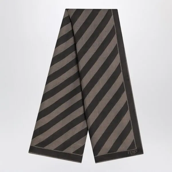 Fendi Tobacco/ Silk Striped Scarf
