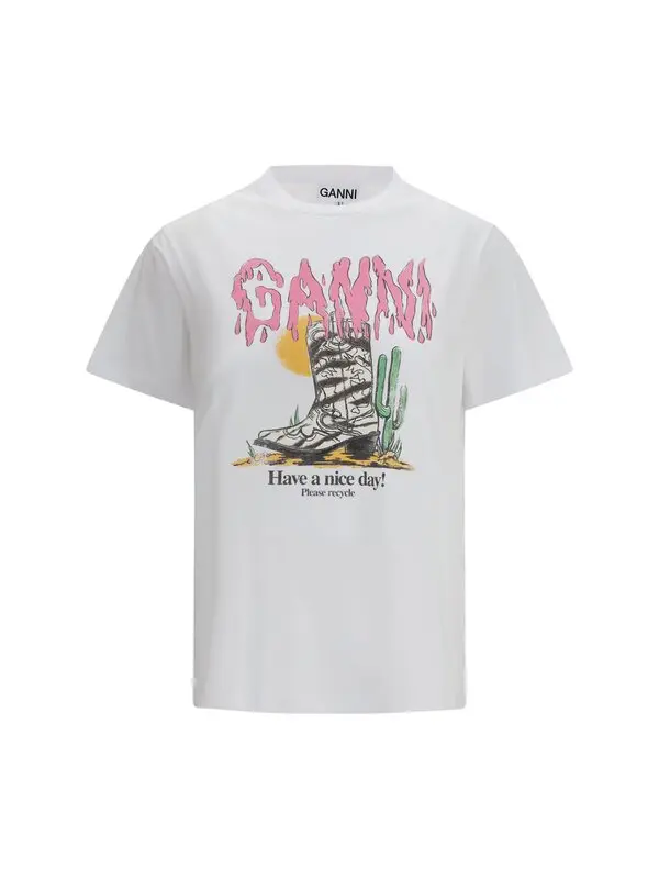 GANNI Western Graphic T-shirt - White
