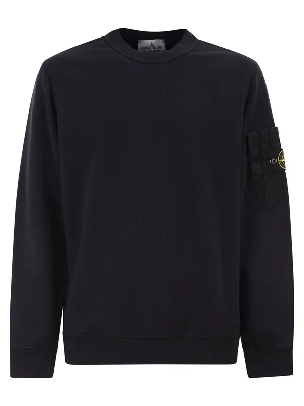 Stone Island Regular Fit Crew Neck Sweatshirt With Seasonal Pocket - Blue