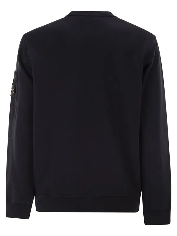 Stone Island Regular Fit Crew Neck Sweatshirt With Seasonal Pocket - Blue