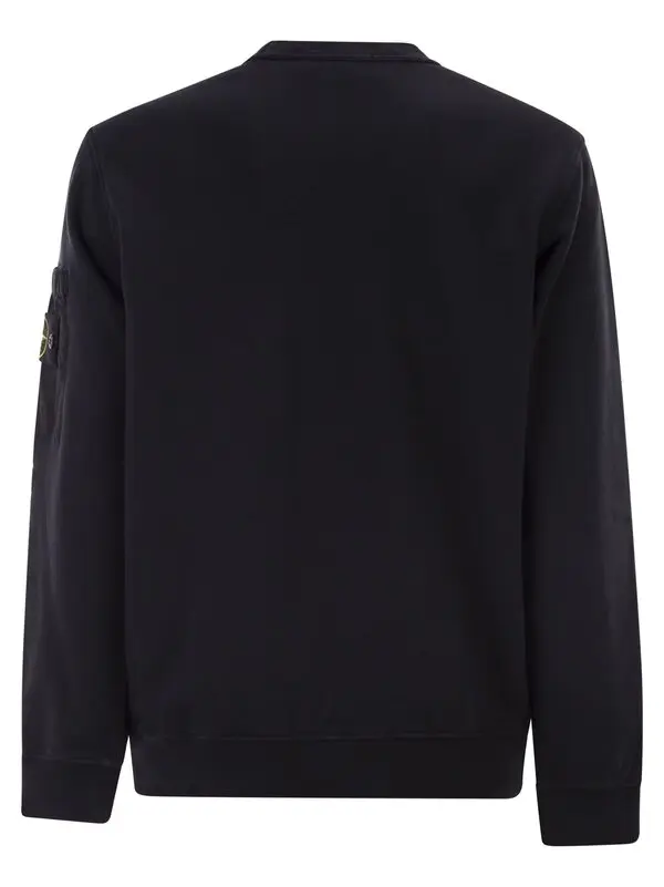 Stone Island Regular Fit Crew Neck Sweatshirt With Seasonal Pocket - Blue