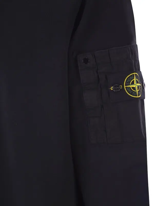 Stone Island Regular Fit Crew Neck Sweatshirt With Seasonal Pocket - Blue