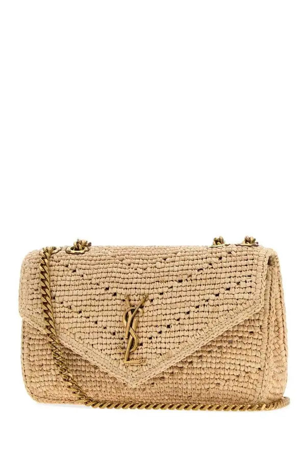 Saint Laurent Raffia Shoulder Bag - Brown