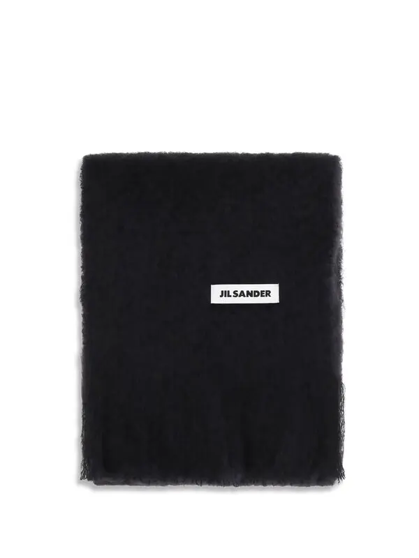 JIL SANDER Wool Scarf With Logo - Black