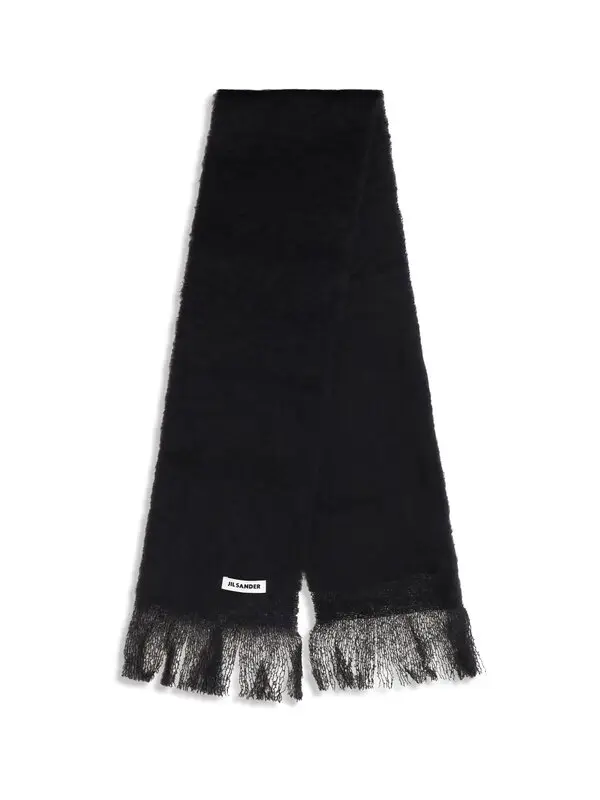 JIL SANDER Wool Scarf With Logo - Black