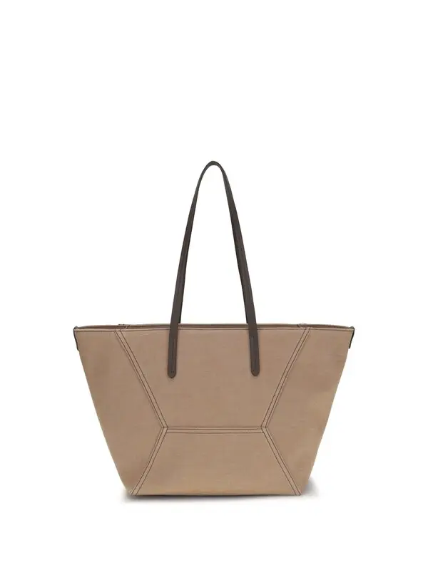 Brunello Cucinelli Canvas Shoulder Bag - Cream