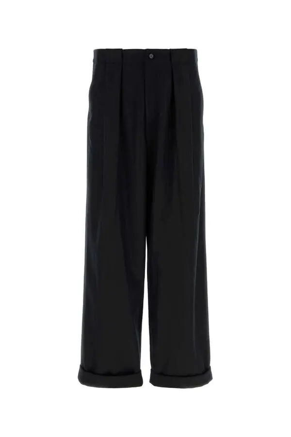 Dolce & Gabbana Wool Wide-leg Pant - Black
