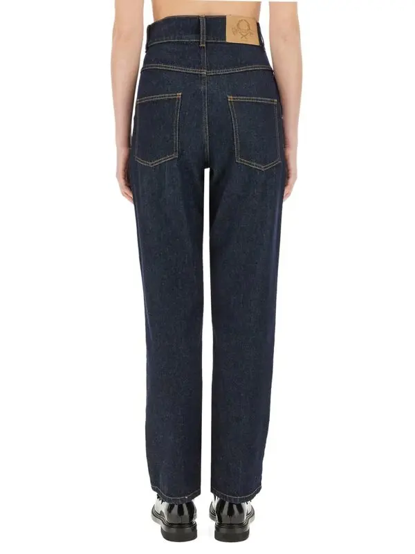 Moschino Laurel Crown Patch Denim Pants - Blue