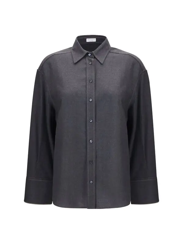 Brunello Cucinelli Virgin Wool Shirt - Gray