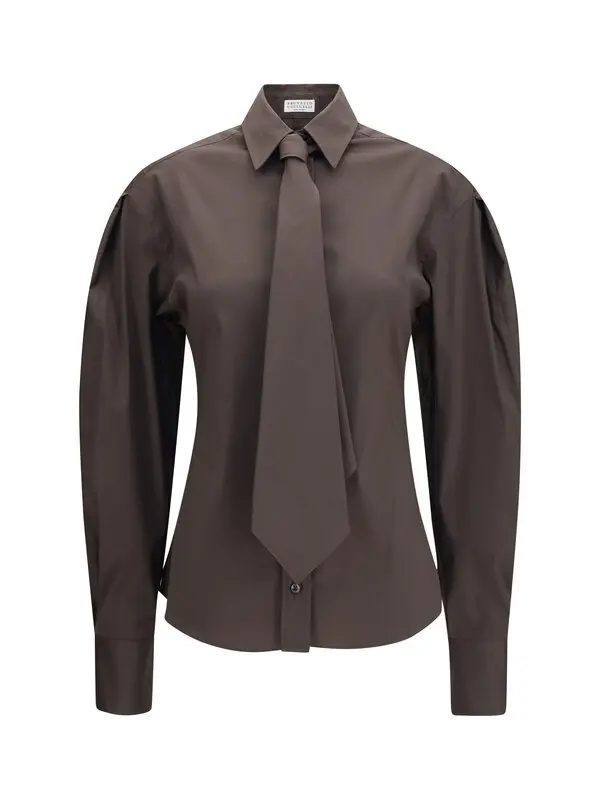 Brunello Cucinelli Stretch Cotton Shirt - Brown