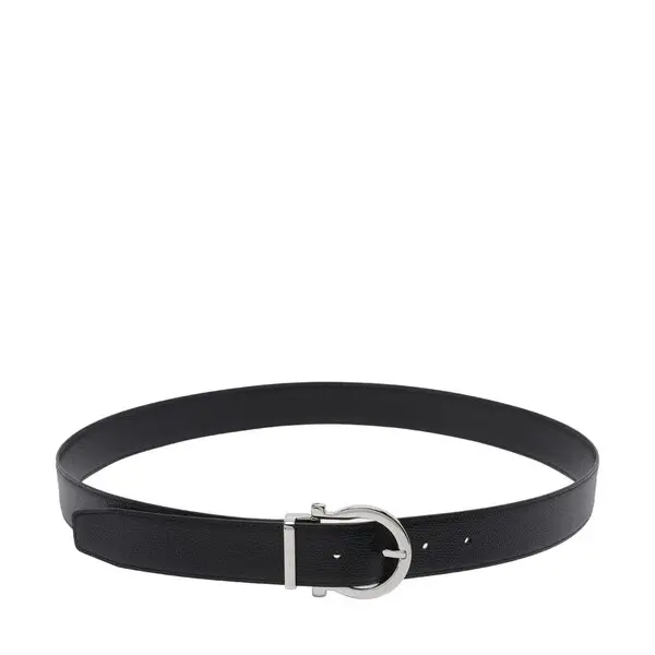 FERRAGAMO Single Gancini Adjustable And Reversible Belt - Black