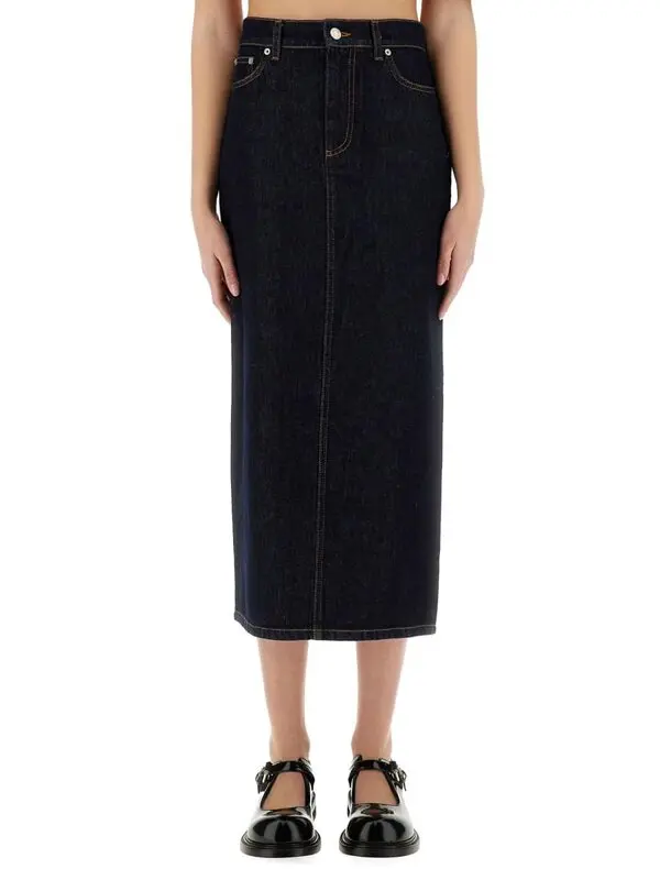Moschino Long Denim Skirt - Blue