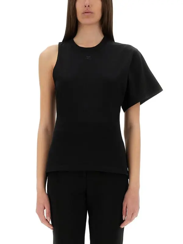 COURREGES One-shoulder T-shirt In Scuba - Black