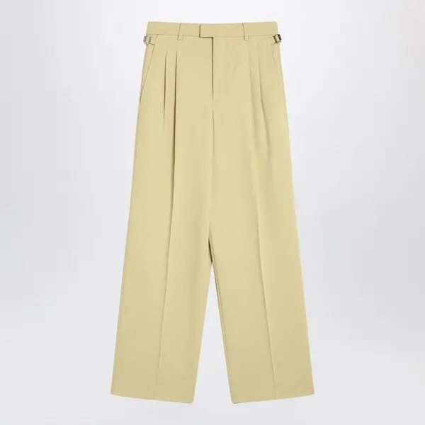 AMI Paris Wide Lime-coloured Wool Trousers