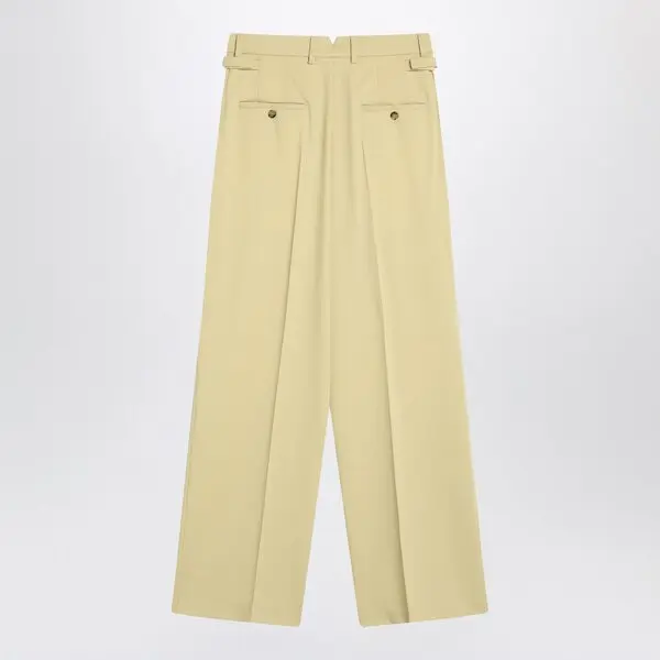 AMI Paris Wide Lime-coloured Wool Trousers