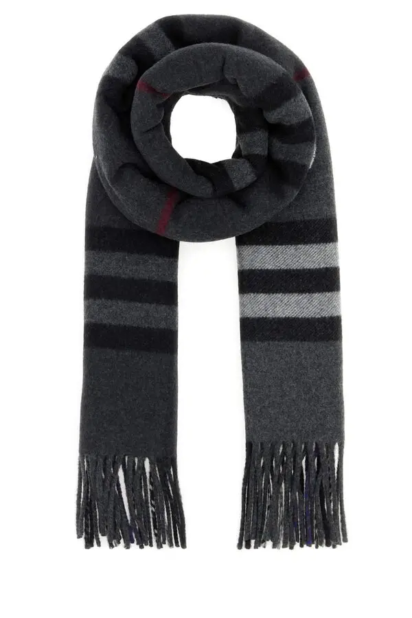 Burberry Embroidered Cashmere Check Scarf - Multicolor