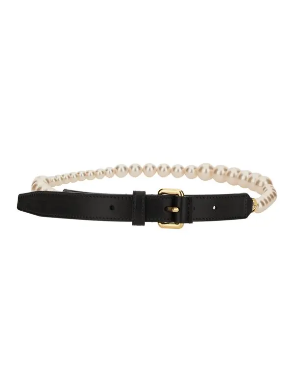 Moschino Pearl Embellished Belt - Black