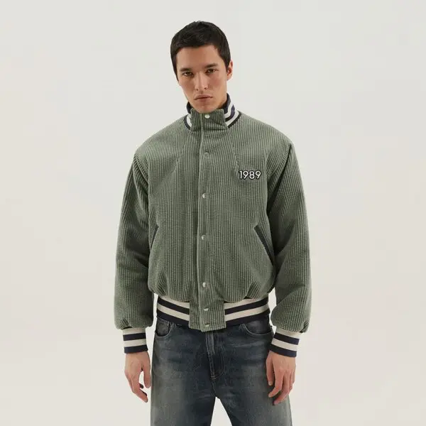 1989 STUDIO Light Corduroy Varsity Jacket